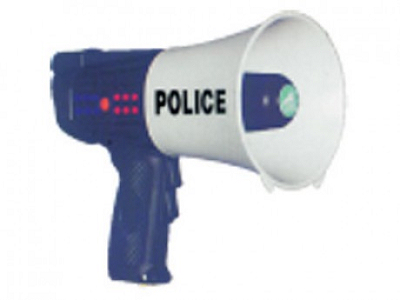 Using Megaphone Cop Car